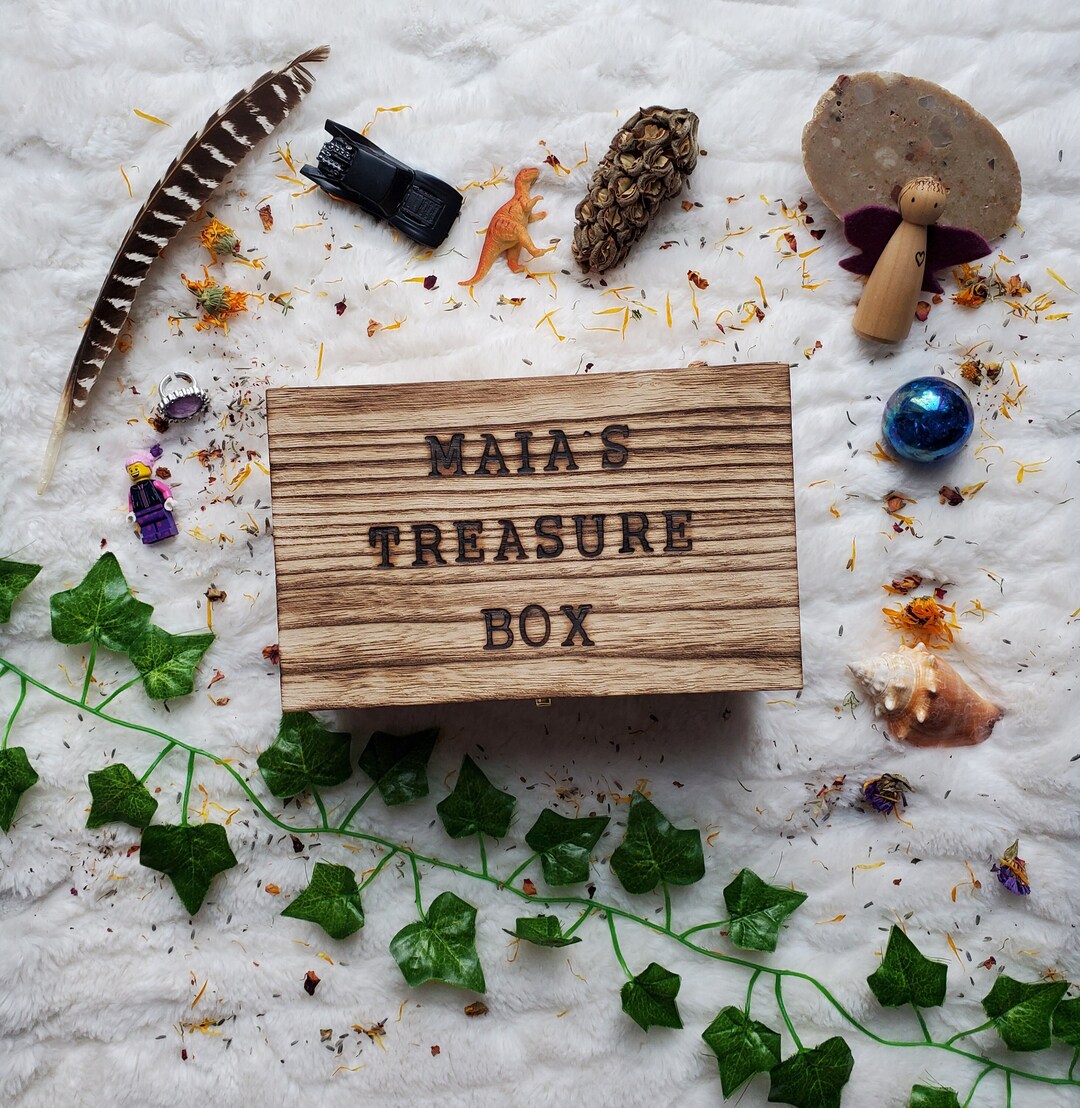Torched Wooden Personalized Name Treasure Box - Etsy