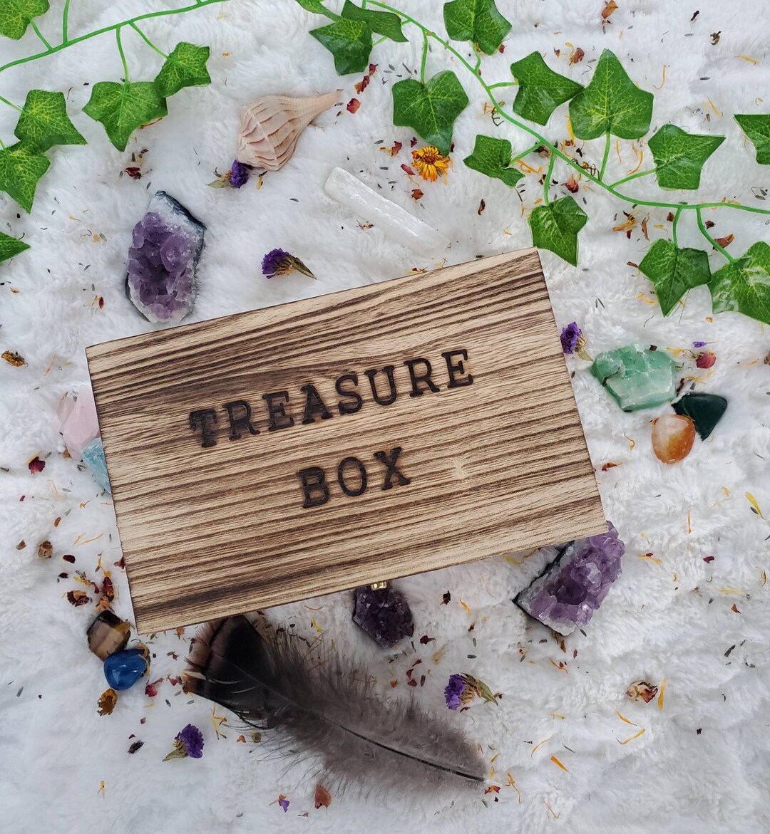 Wooden Treasure Box, Small Toy Box, Collector Coin Storage, Nature ...