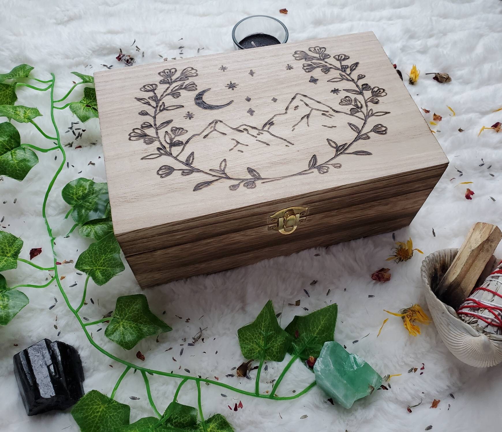 Mountain Moon Tray Wooden Serving Tray Pyrography Art - Etsy