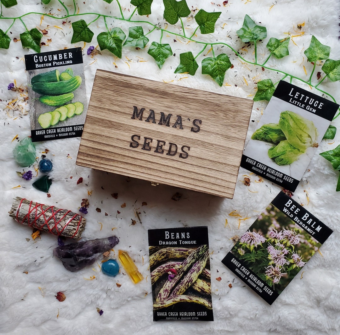 Personalized Seeds Wooden Box, Seed Storage Wood Box, Garden Storage ...