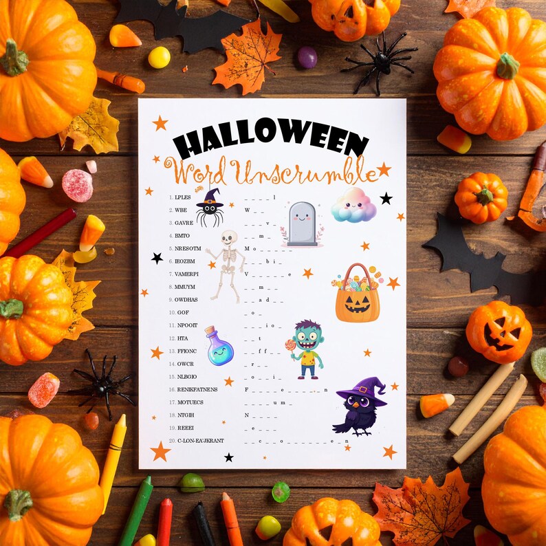 Halloween Word Scramble Game: Printable Kids & Adults Activity (PDF ...