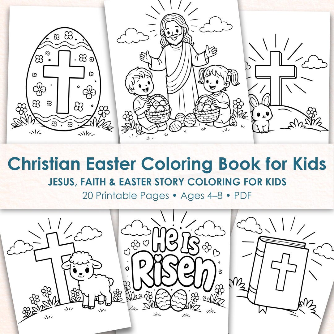 Christian Easter Coloring Book for Kids, Jesus Coloring Pages, Faith ...
