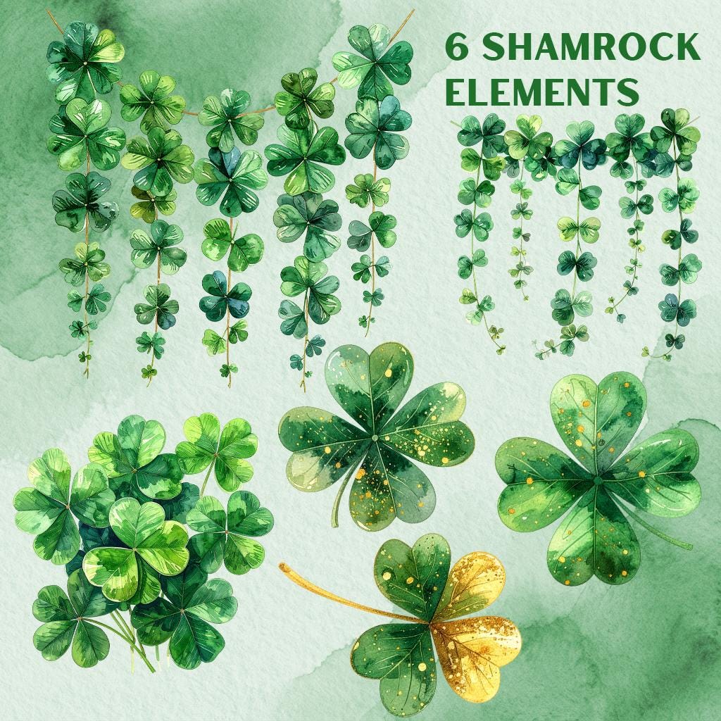 St Patricks Day Clipart Bundle | Watercolor Leprechauns, Shamrocks ...