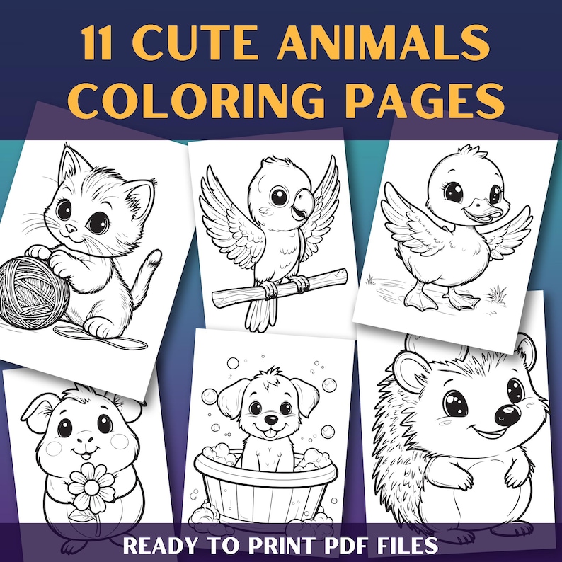 Animals Coloring Pages for Kids – 11 Fun Printable Sheets – Adorable ...