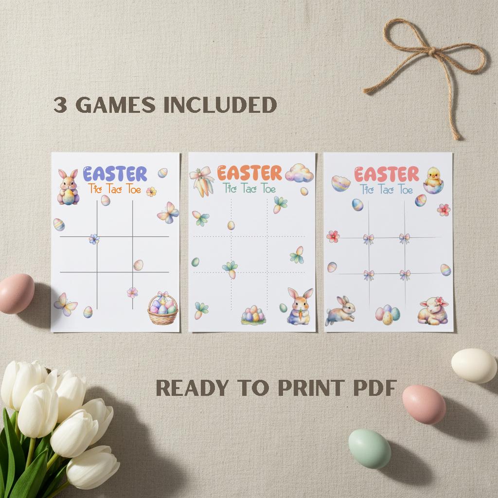 Easter Tic Tac Toe Printable for Kids Ages 3-12, Easter Activity PDF - Etsy