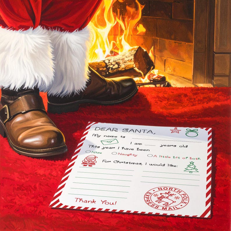 Printable Letter to Santa | Christmas Kids Template | PDF & PNG, A4 US ...