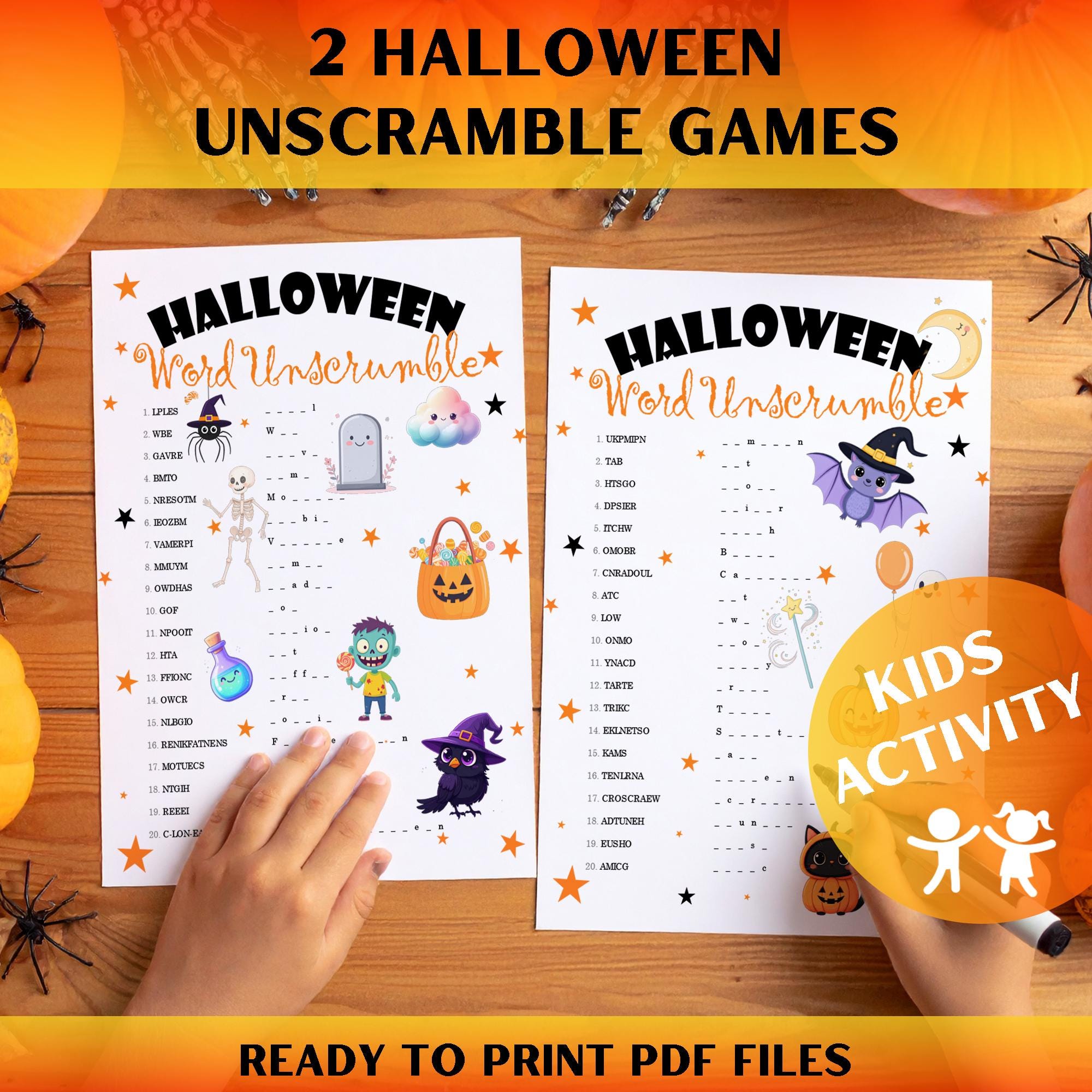 Halloween Word Scramble Game: Printable Kids & Adults Activity (PDF ...
