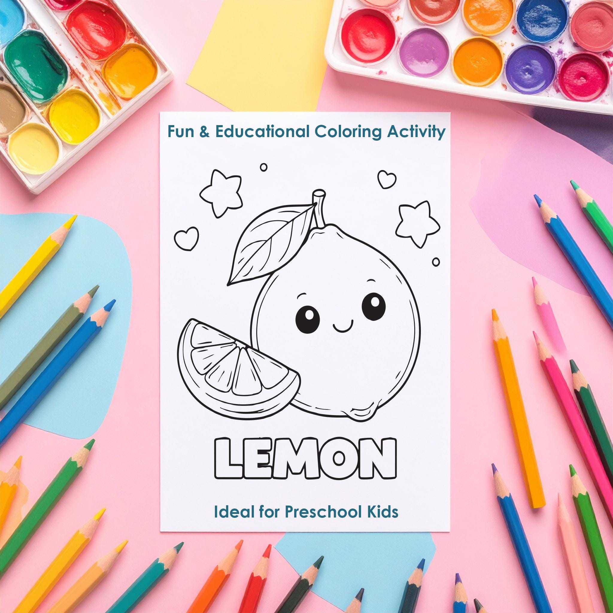 Fruits Coloring Pages Printable for Kids, Learn Fruit Names, Preschool ...