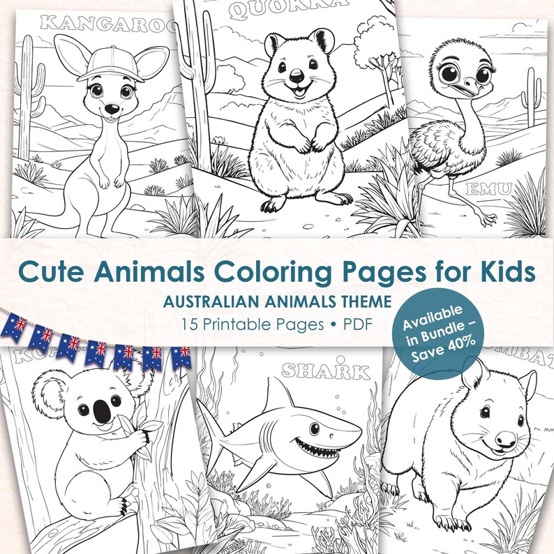Australian Animals Coloring Pages for Kids, Printable Preschool ...
