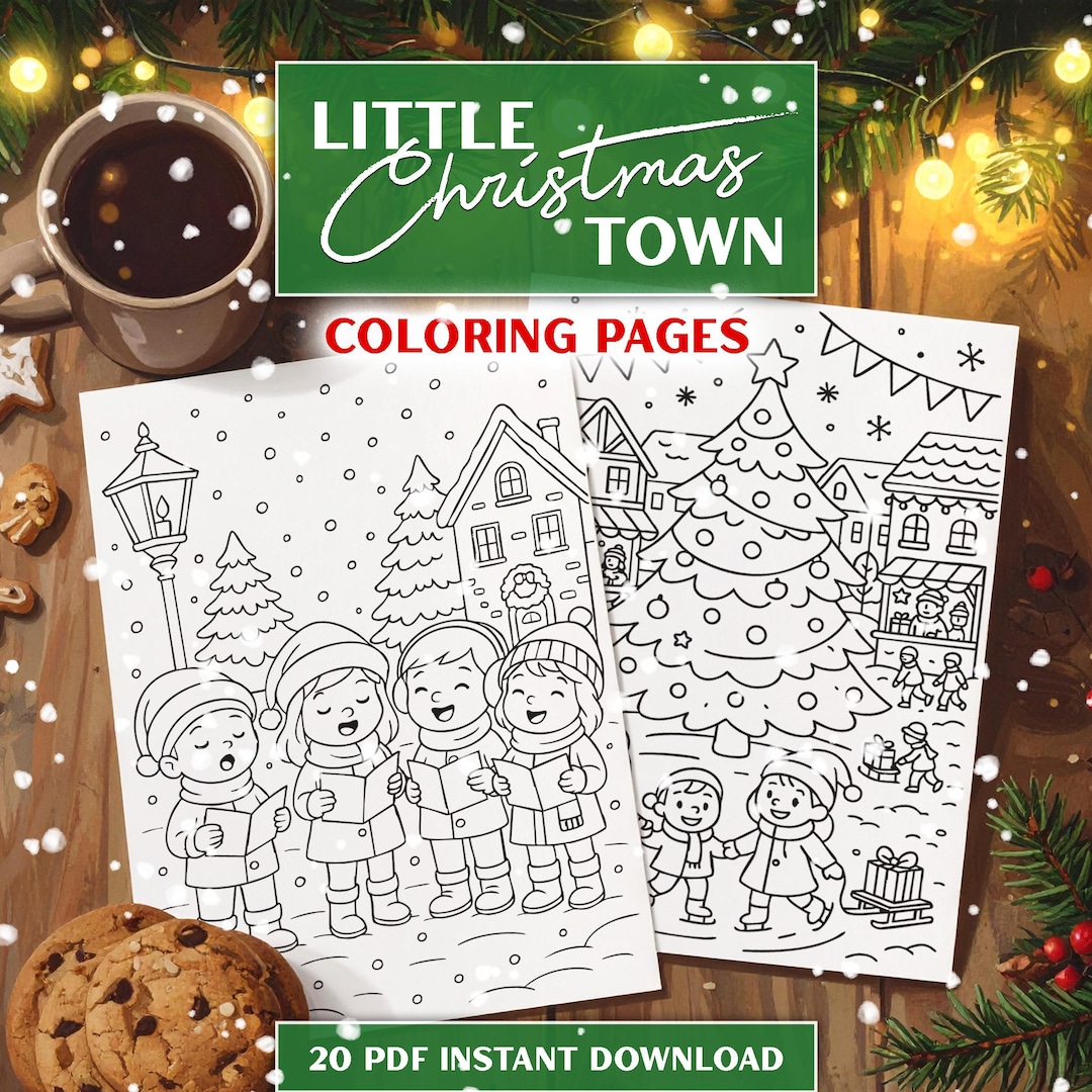 Little Christmas Town Coloring Pages | 20 Festive Winter Coloring Book ...