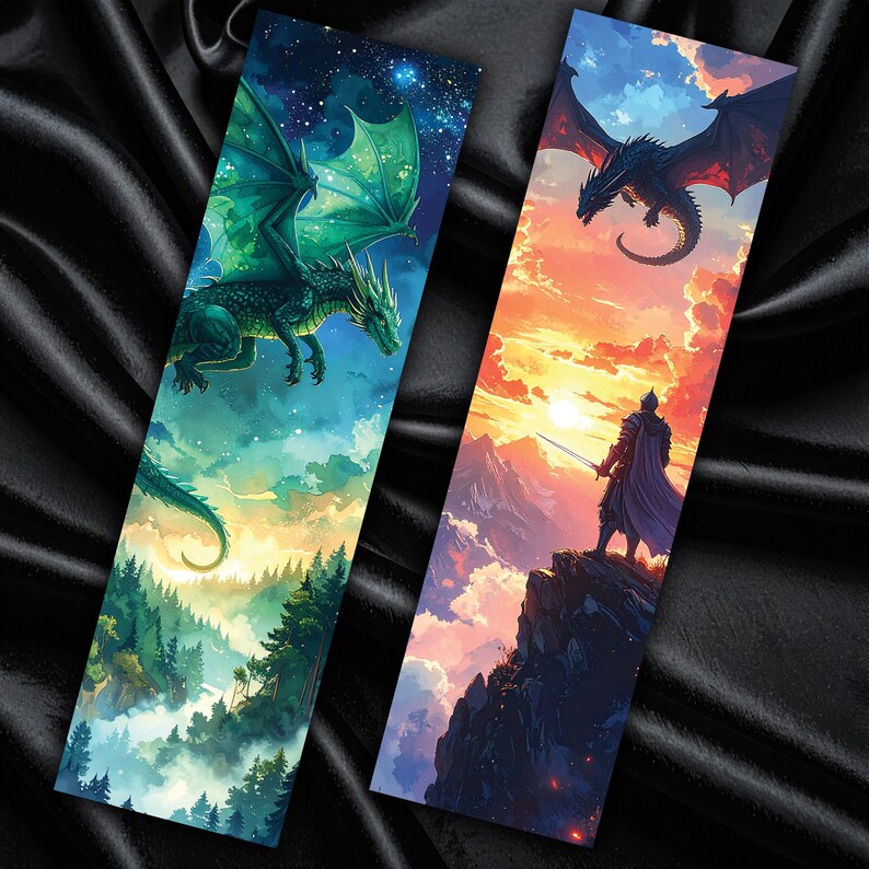 Fantasy Dragon Bookmarks – 10 Printable Mythical Dragon Designs, PNG ...