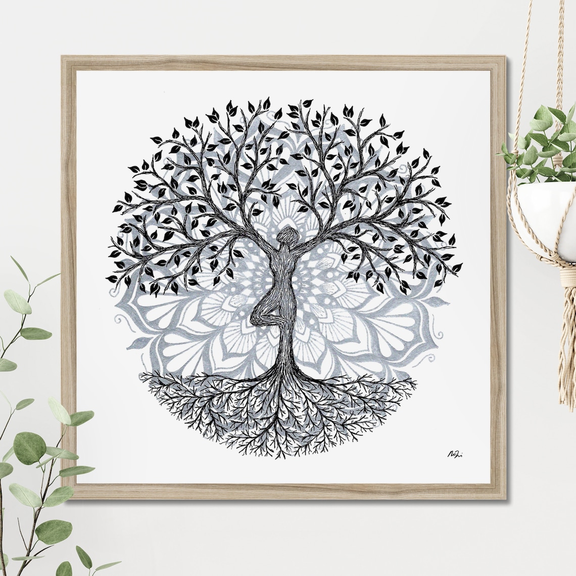 Mandala Wall Art Tree of Life Mandala Yoga Art Mandala Print Tree of ...