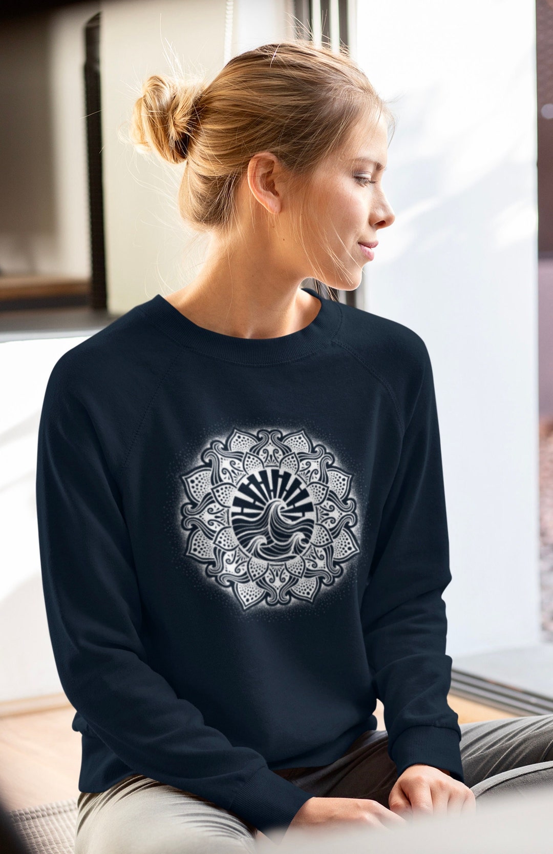 Ride the Waves Sweater Mandala Sweatshirt Waves Jumper Surfer Hoodie ...