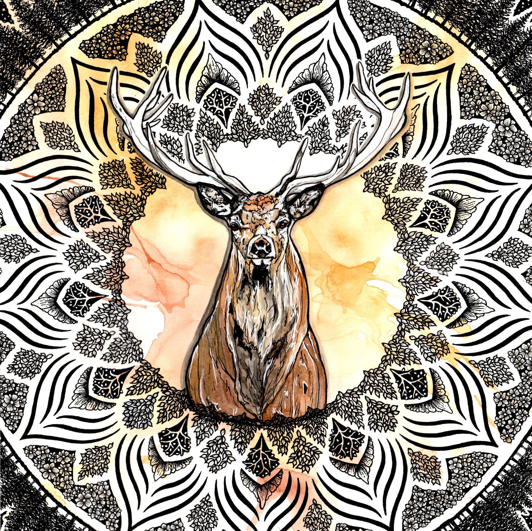 Mandala Wall Art Stag Print Animal Wall Art Mandala - Etsy.de