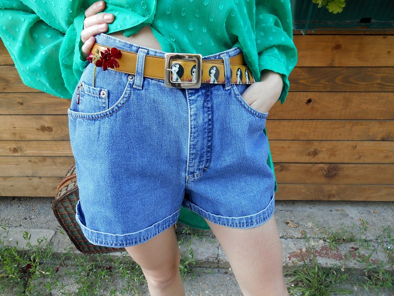 Vintage Jean Shorts 80s, Retro High Waist Women Denim Shorts - Etsy
