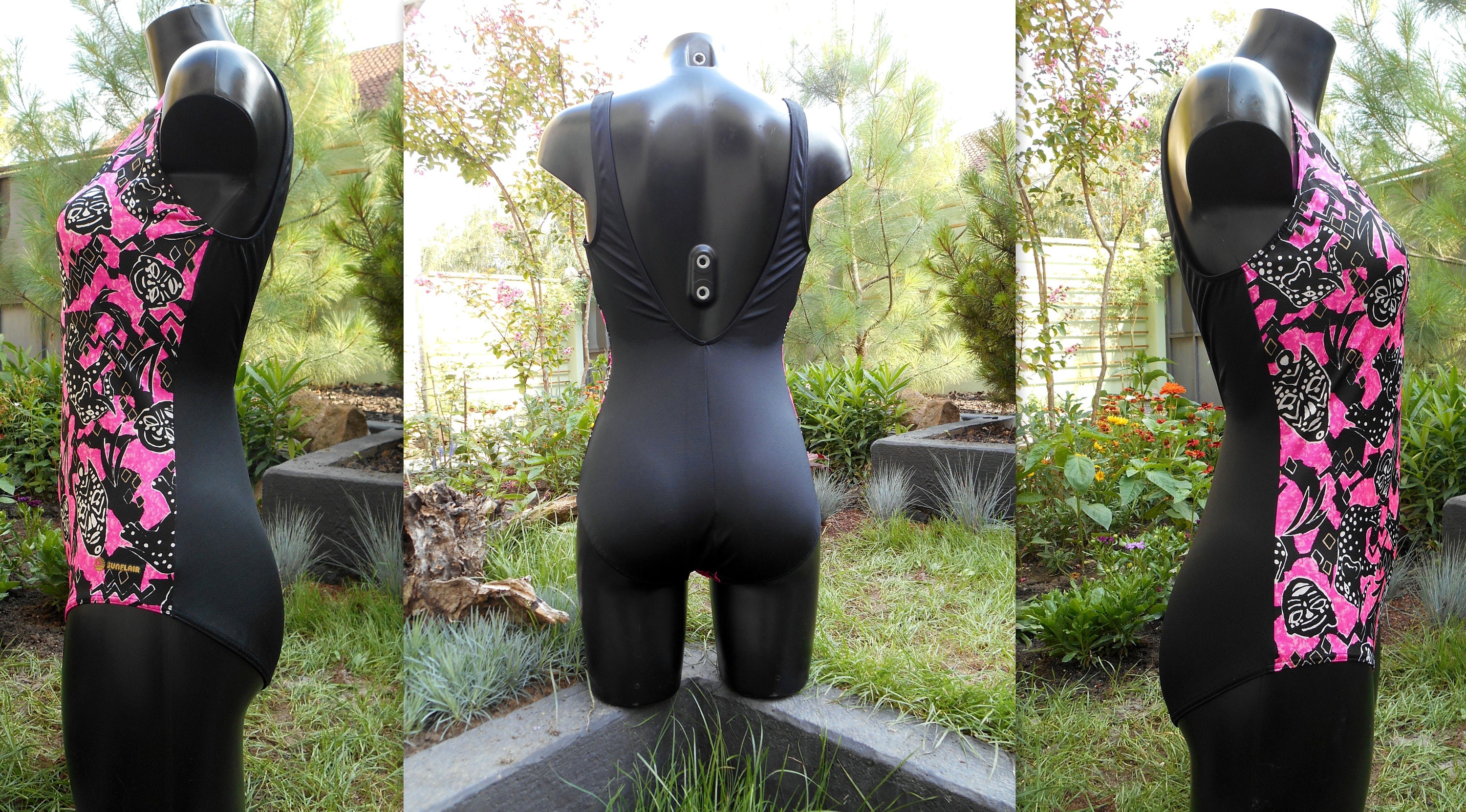 Retro Bademode 80er Jahre, Abstrakter Badeanzug, Einteiler Retro 80er ...