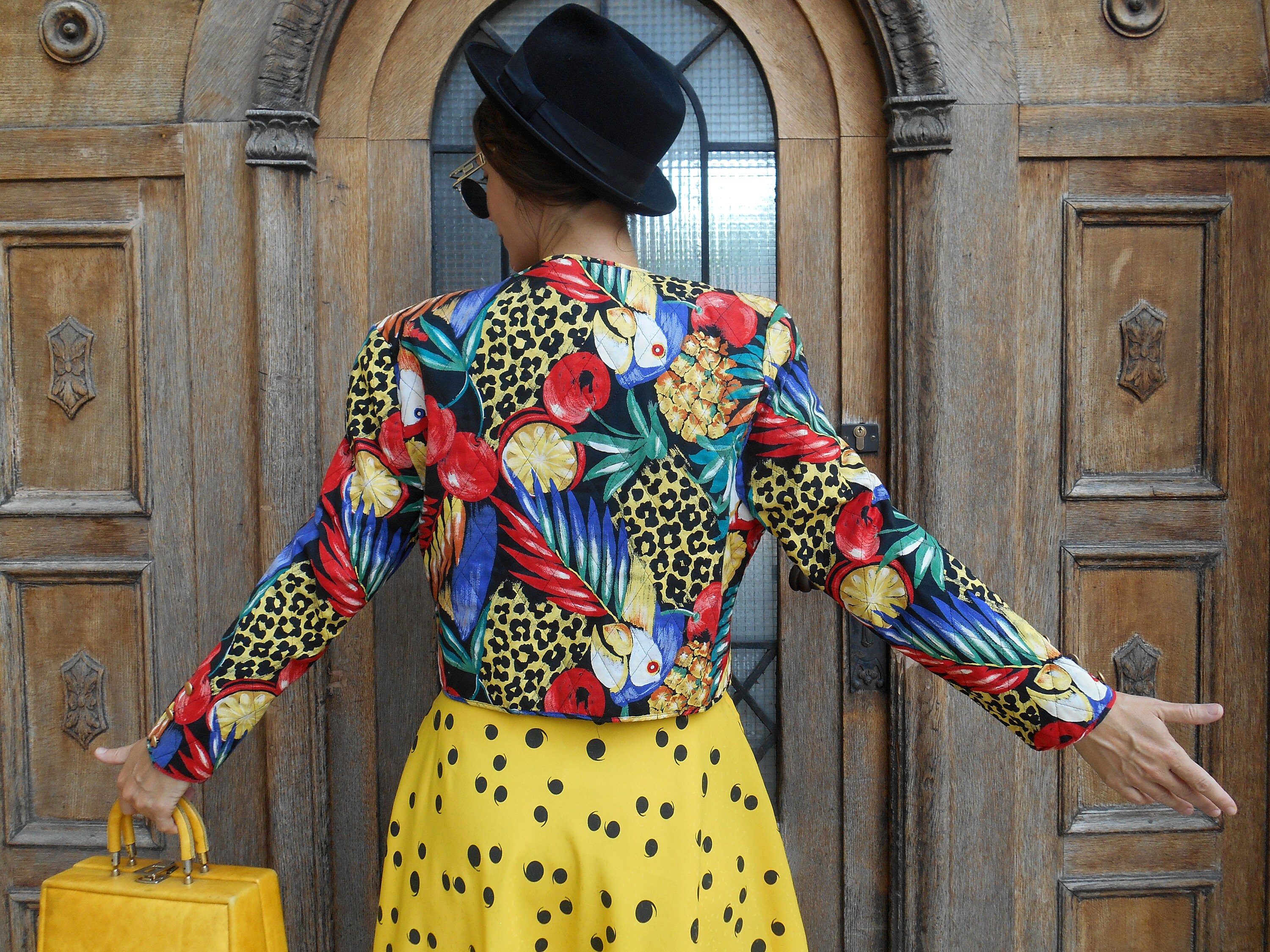 Vintage Fruit Animal Print Cropped Blazer, Quilt Jacket 80's, Quilted ...