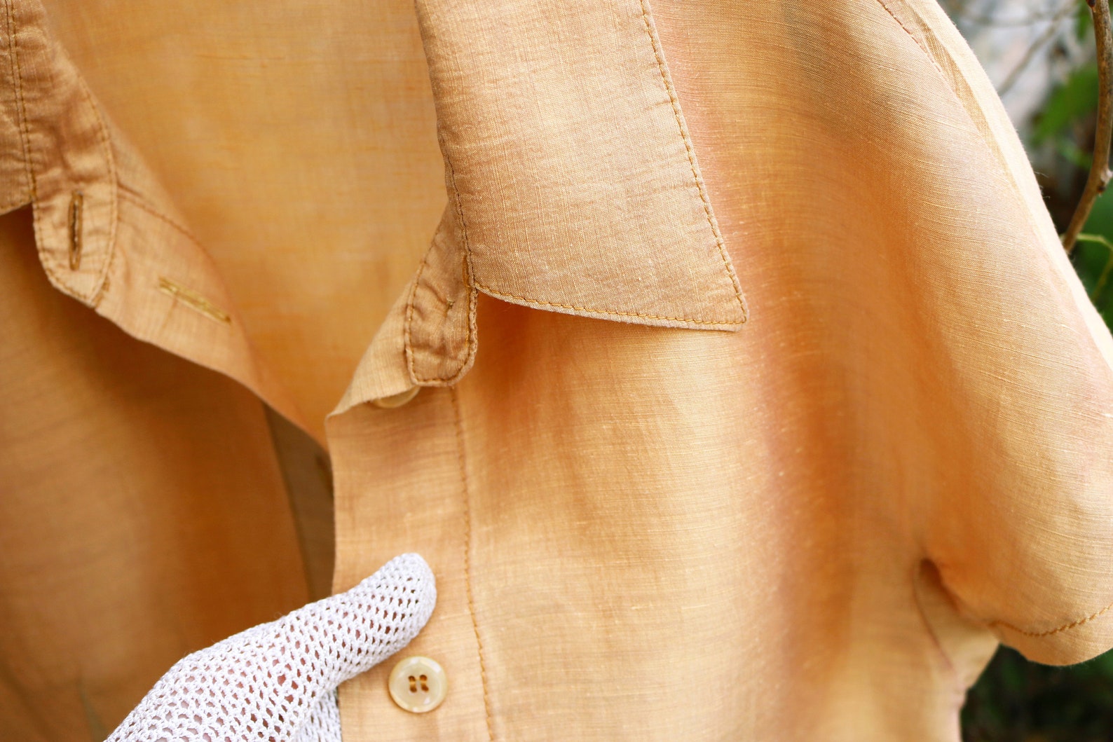 Vintage Mustard Yellow Golden Blouse, Fitted Romantic Blouse, Casual ...