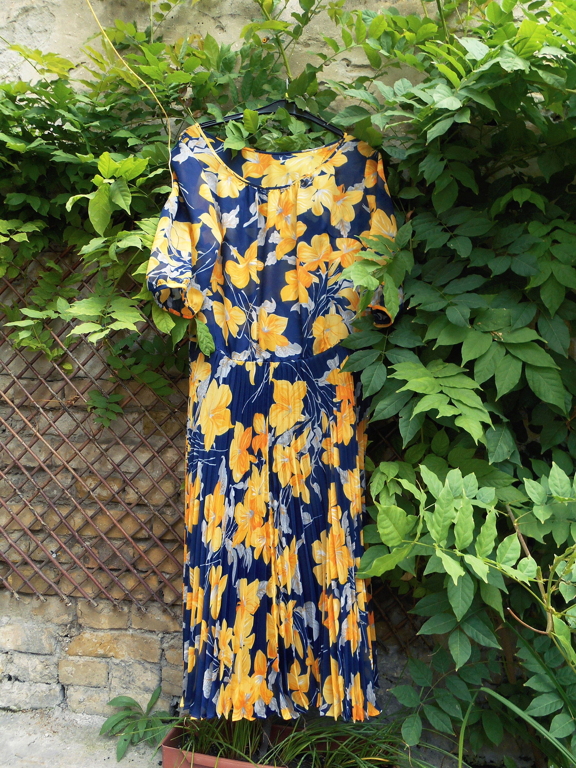 Vintage Floral Midi Dress Pleated Summer Sundress See - Etsy