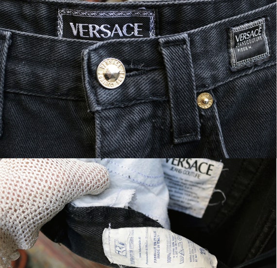Vintage Black Gianni Versace Couture Jeans, High Wais… - Gem