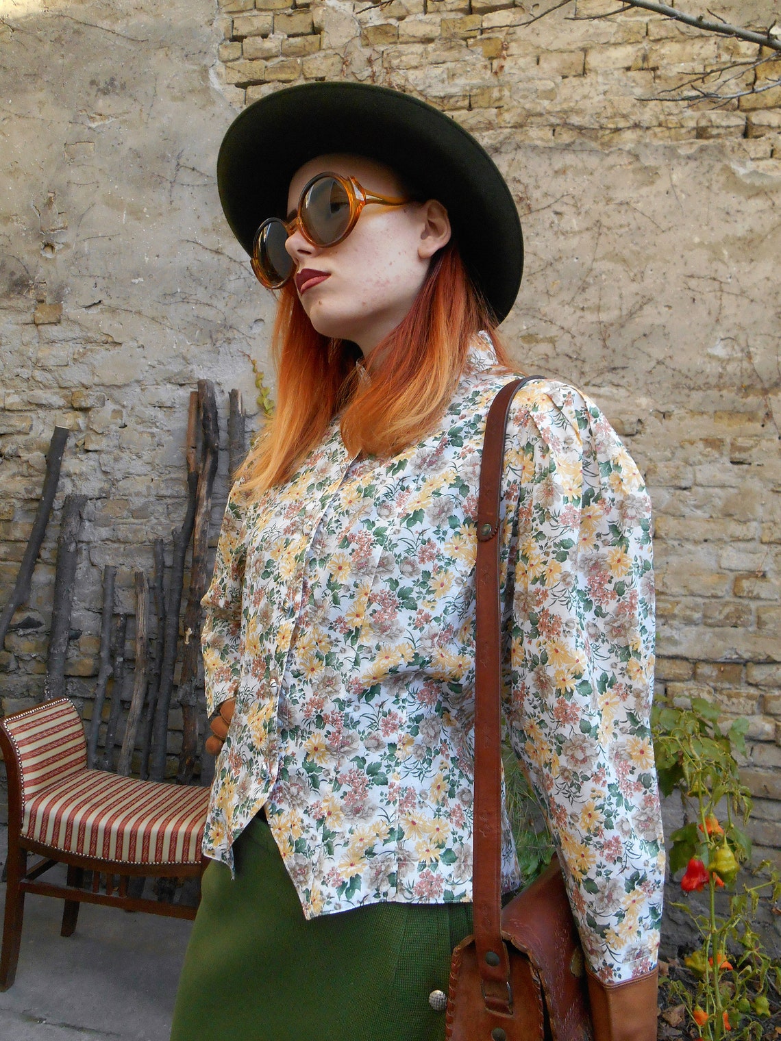 Vintage Poet Blouse, 40s Cotton Cropped Blouse, Romantic Puff Sleeve ...