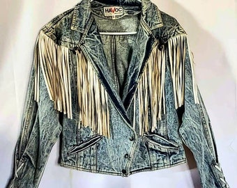 Denim fringe jacket | Etsy