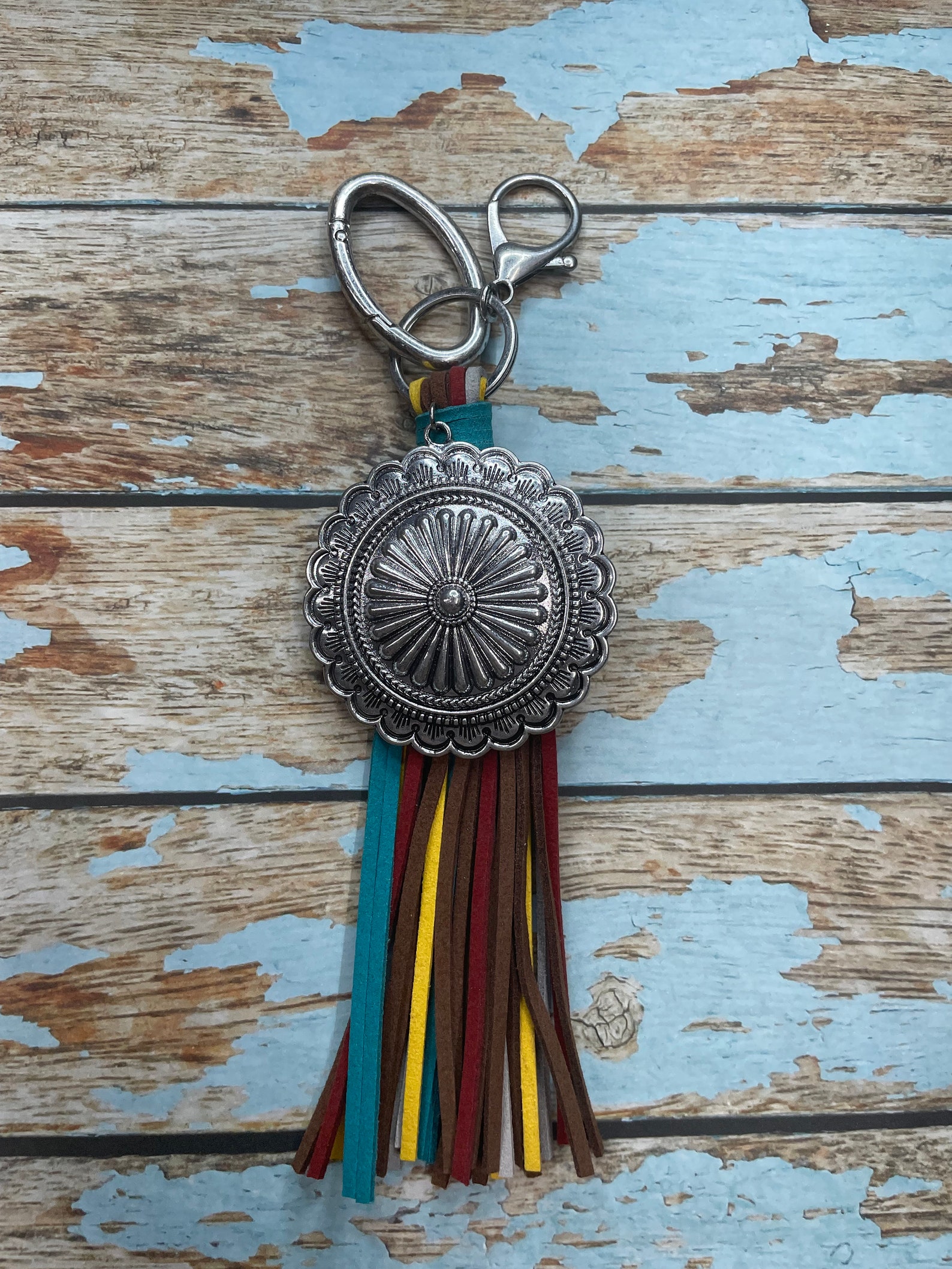 Silver & Leather Keychain - Etsy