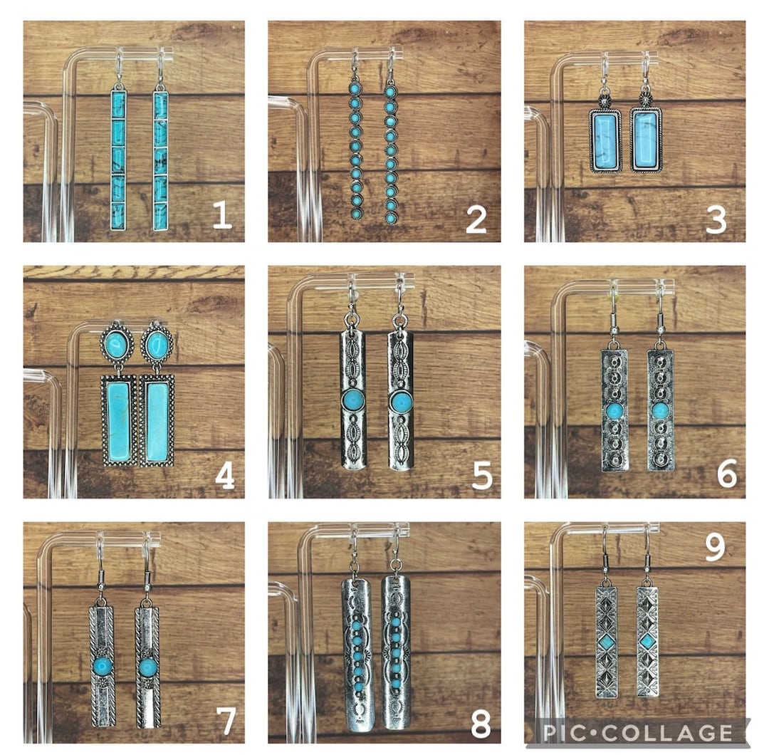 Turquoise Bar Earrings - Etsy