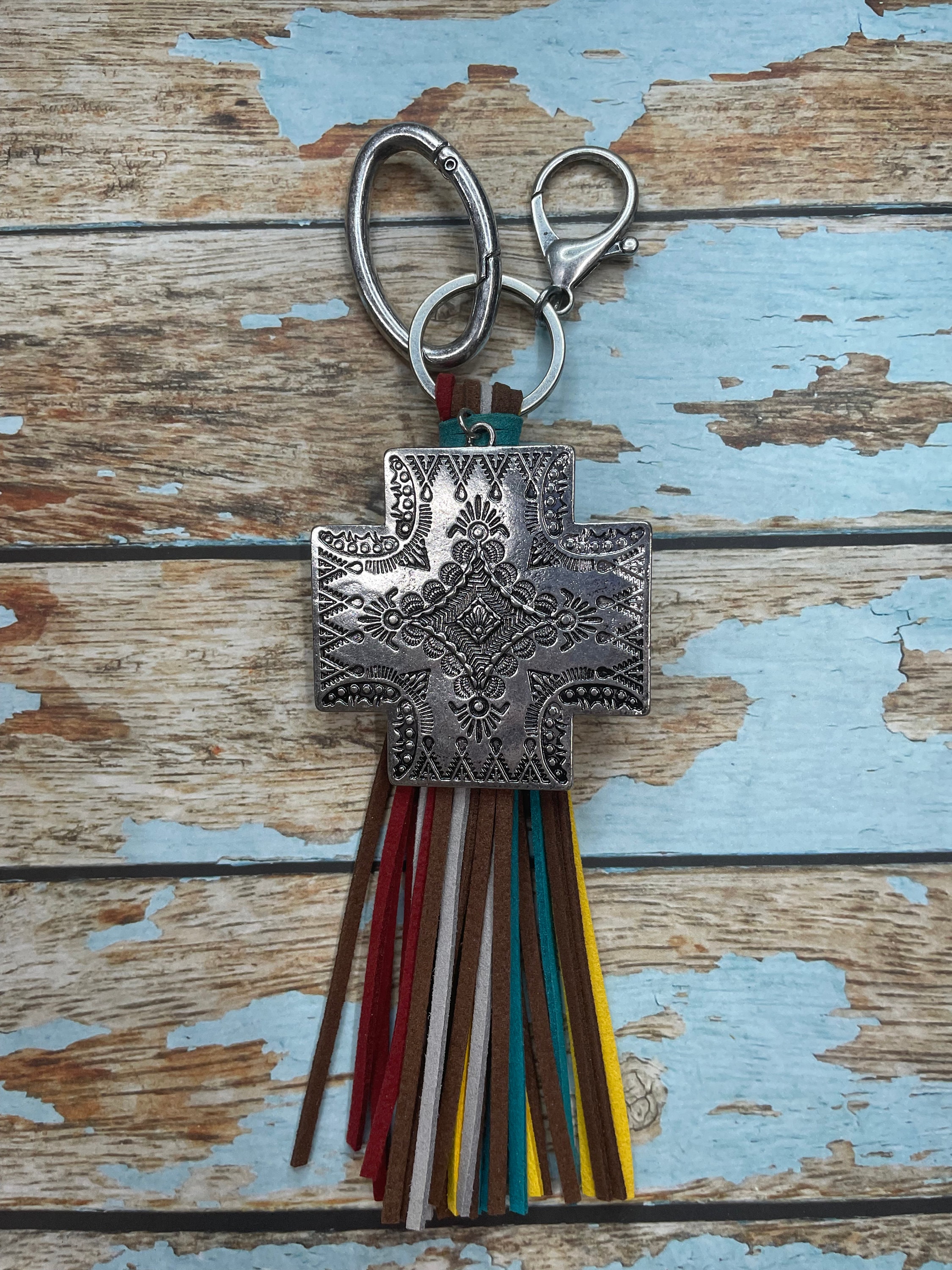 Silver & Leather Keychain - Etsy