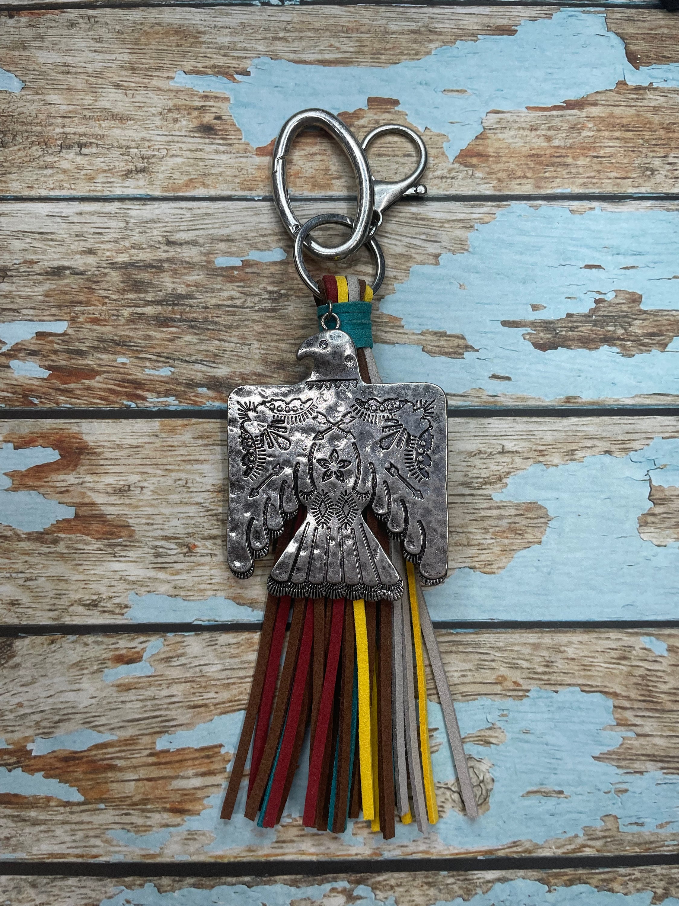 Silver & Leather Keychain - Etsy