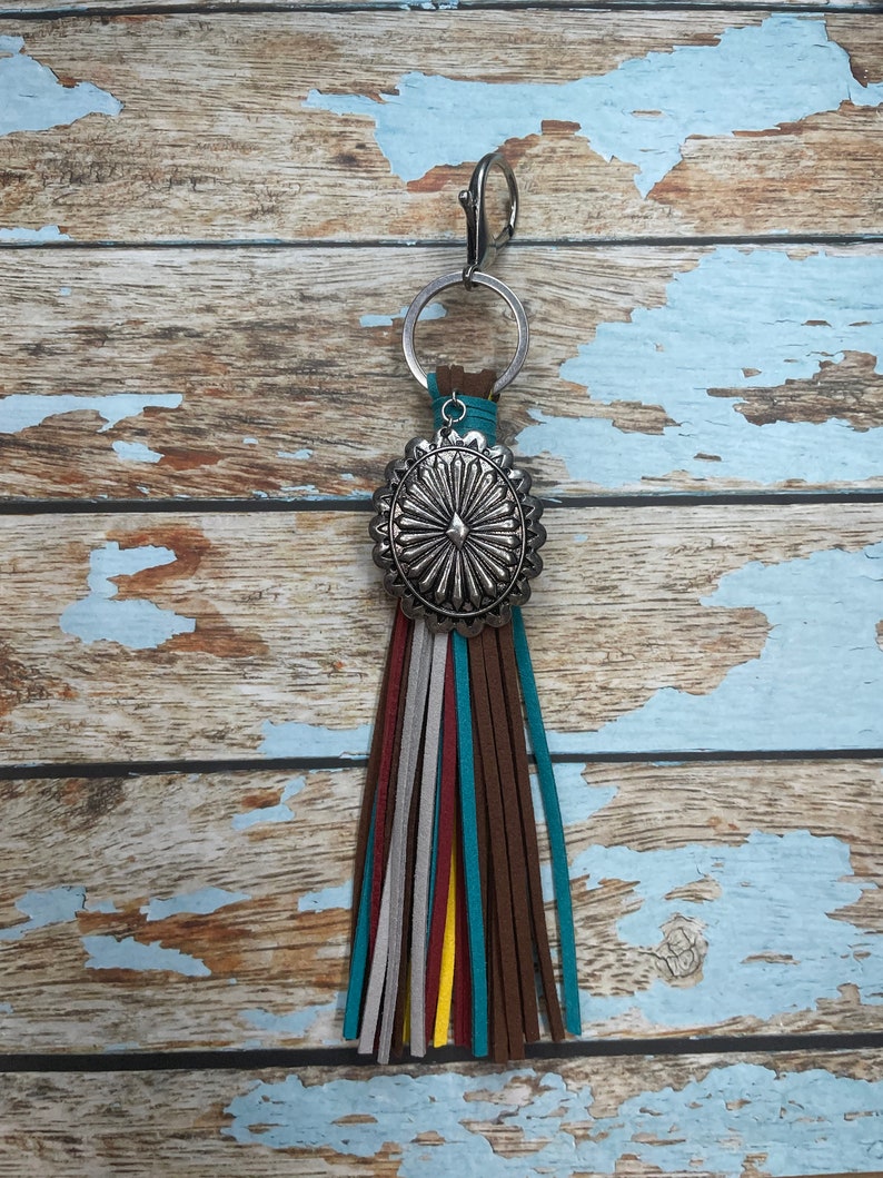 Silver & Leather Keychain - Etsy