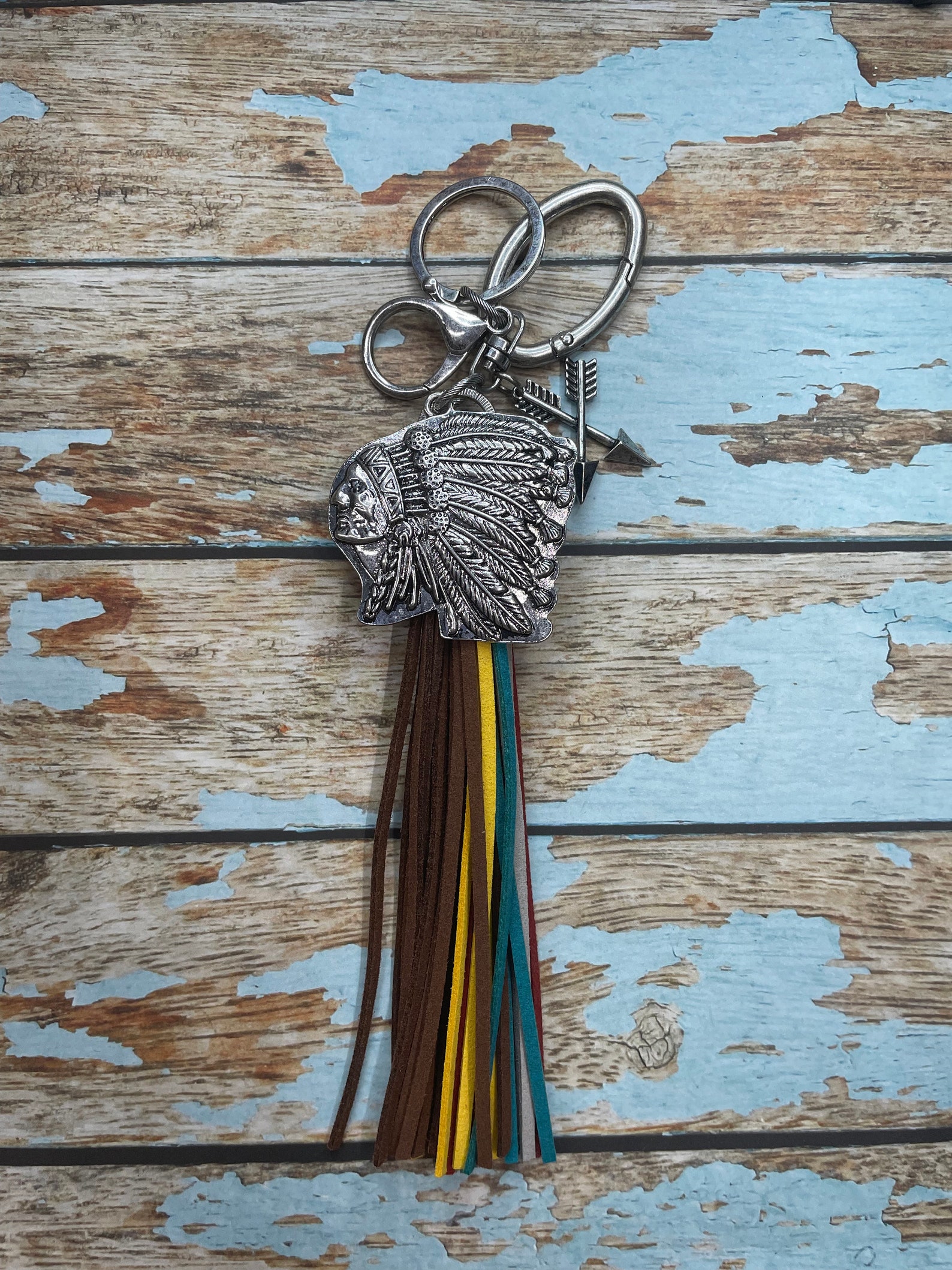 Silver & Leather Keychain - Etsy