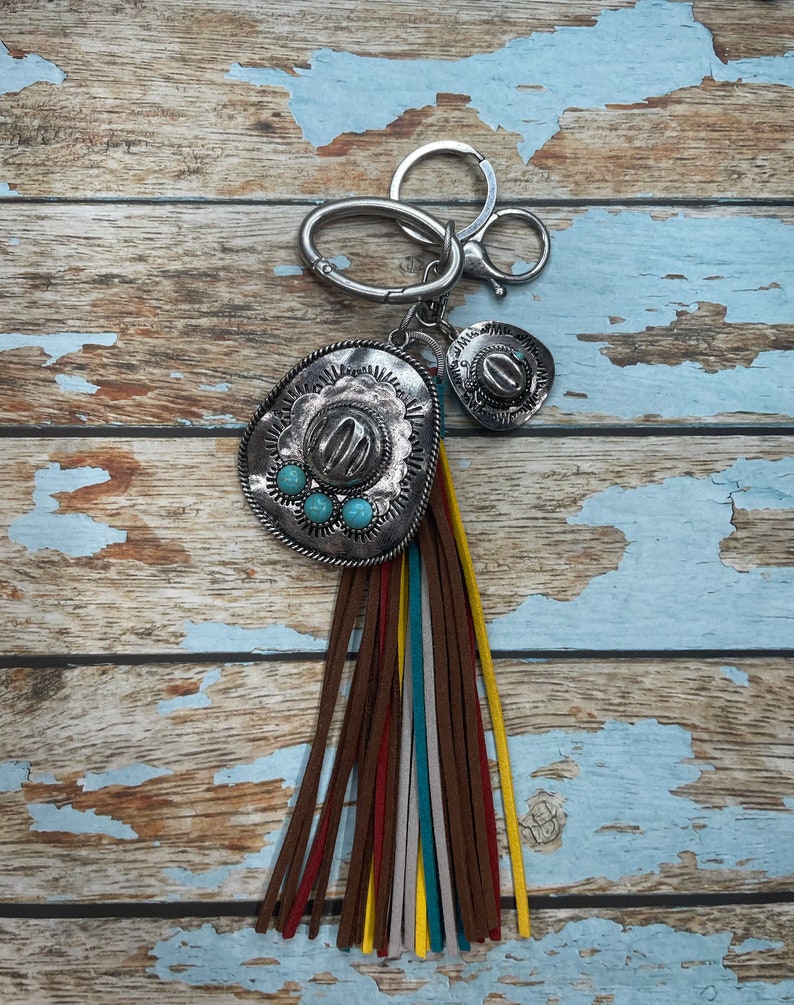 Silver & Leather Keychain - Etsy