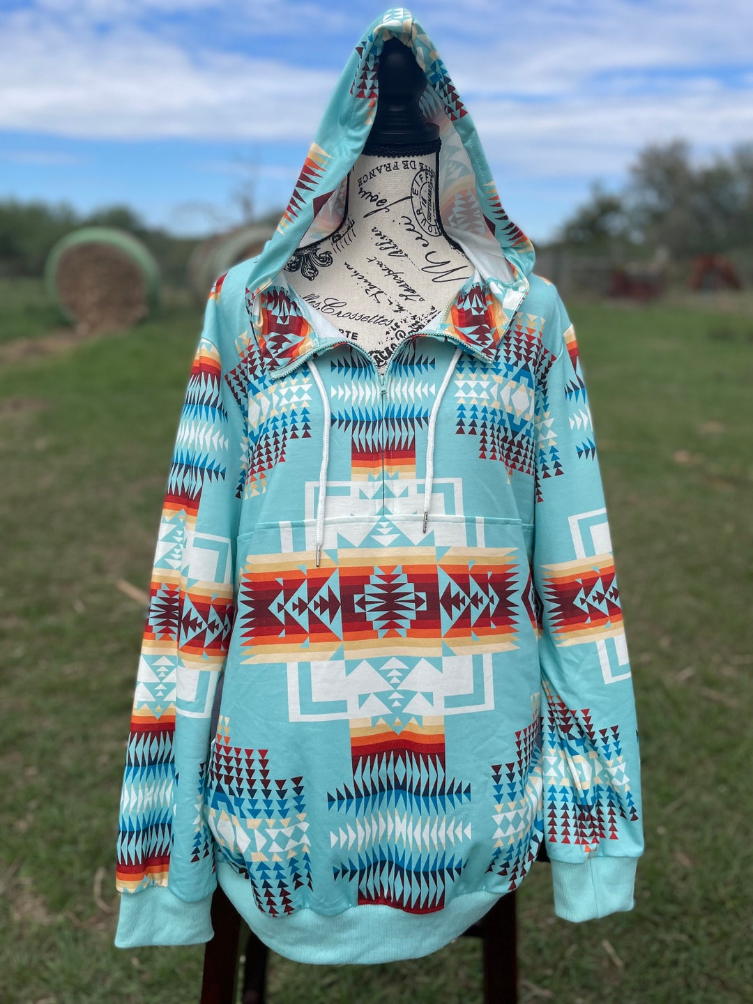 Sky Blue Aztec Pullover - Etsy
