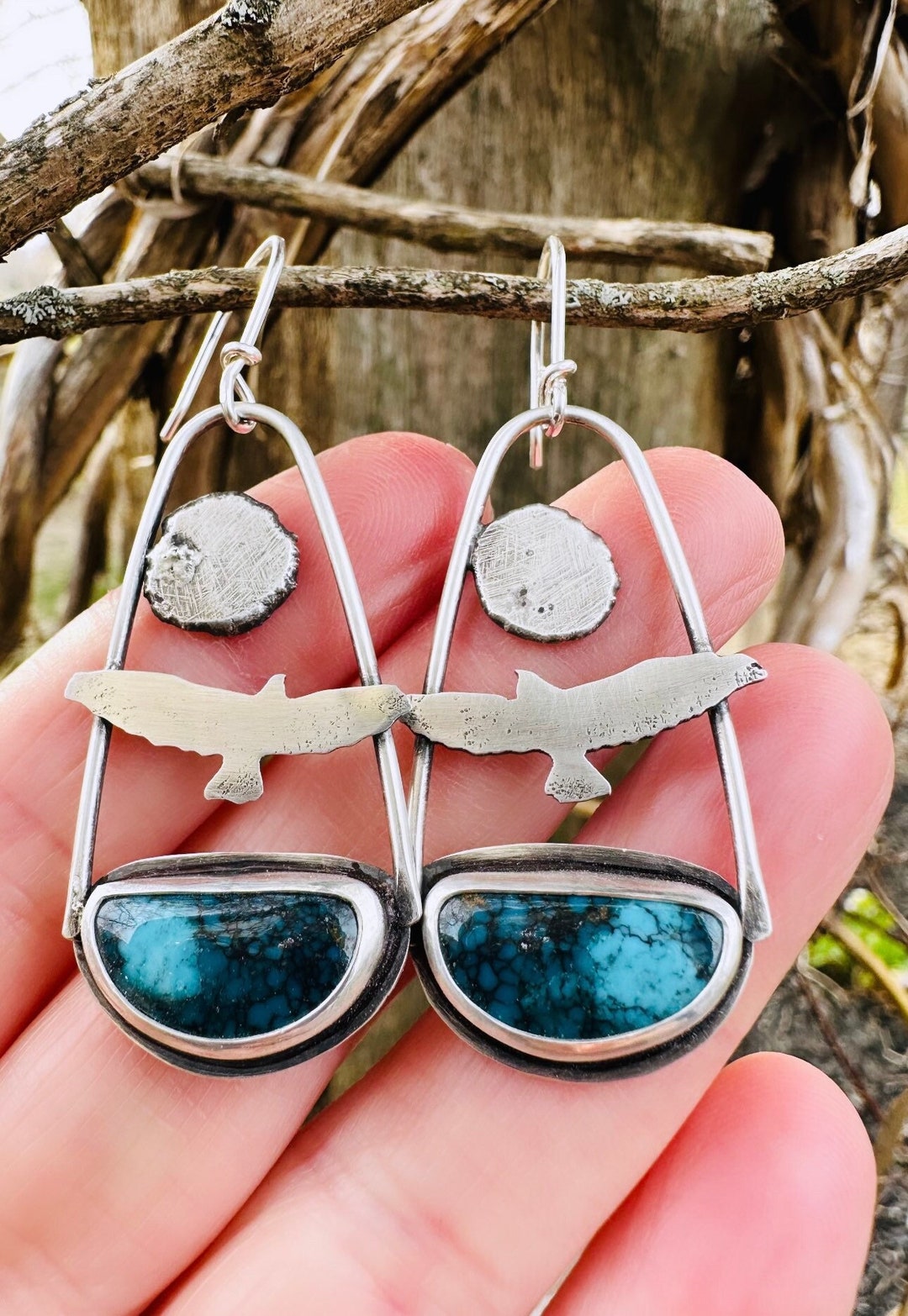 Young Metal Designs. Hawk Earrings. Turquoise Jewelry. Bird Lovers ...