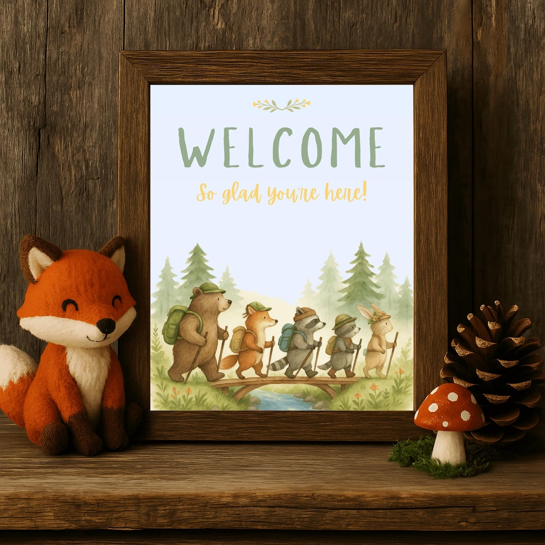 Woodland Party Welcome Sign: Over the River Theme (digital Download ...