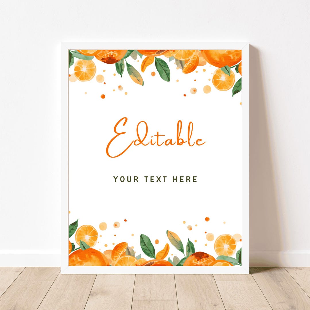 Orange Citrus Editable 8x10 Display Sign (digital Download, Edit in ...