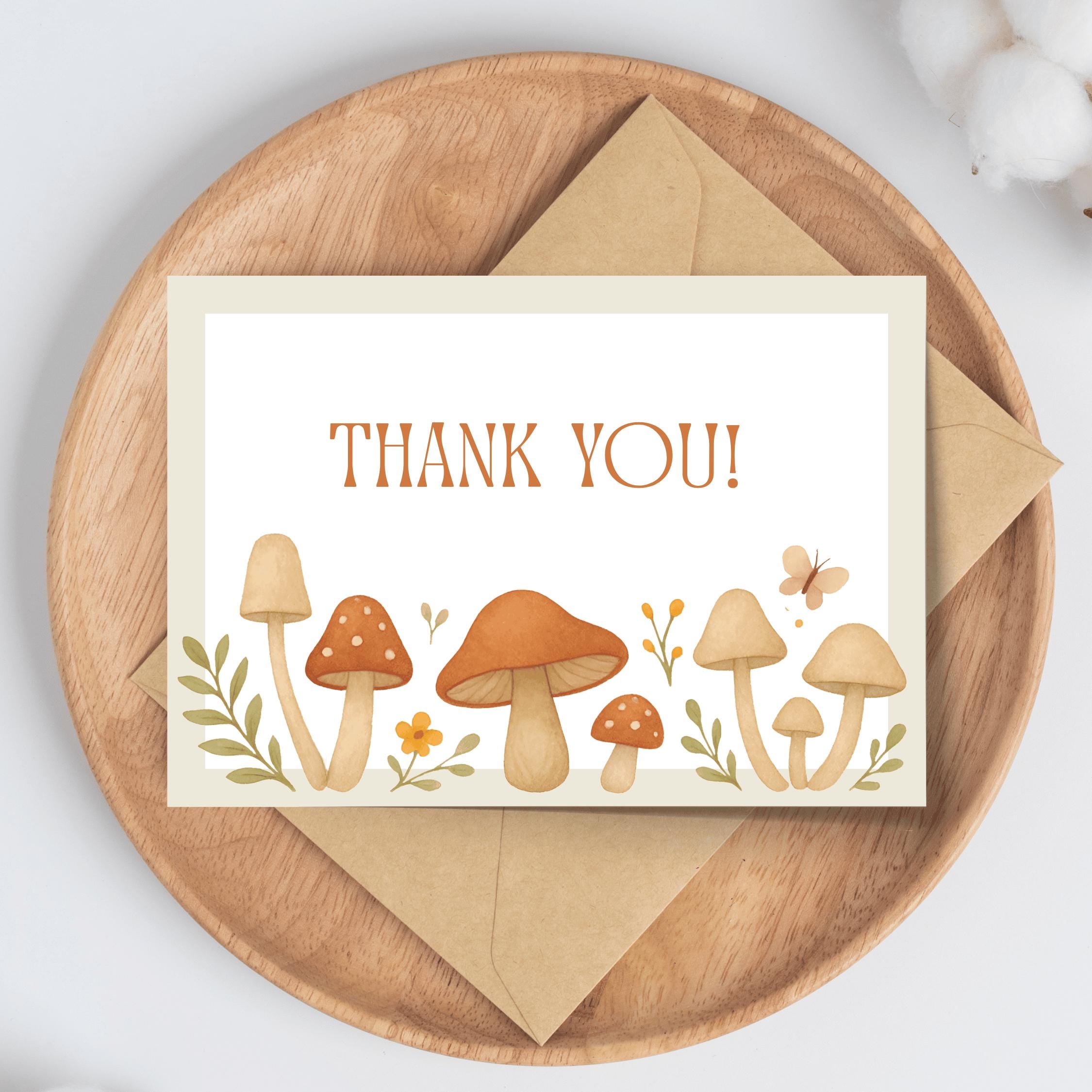 Printable Woodland Mushroom Thank You Card | Digital Download - Etsy