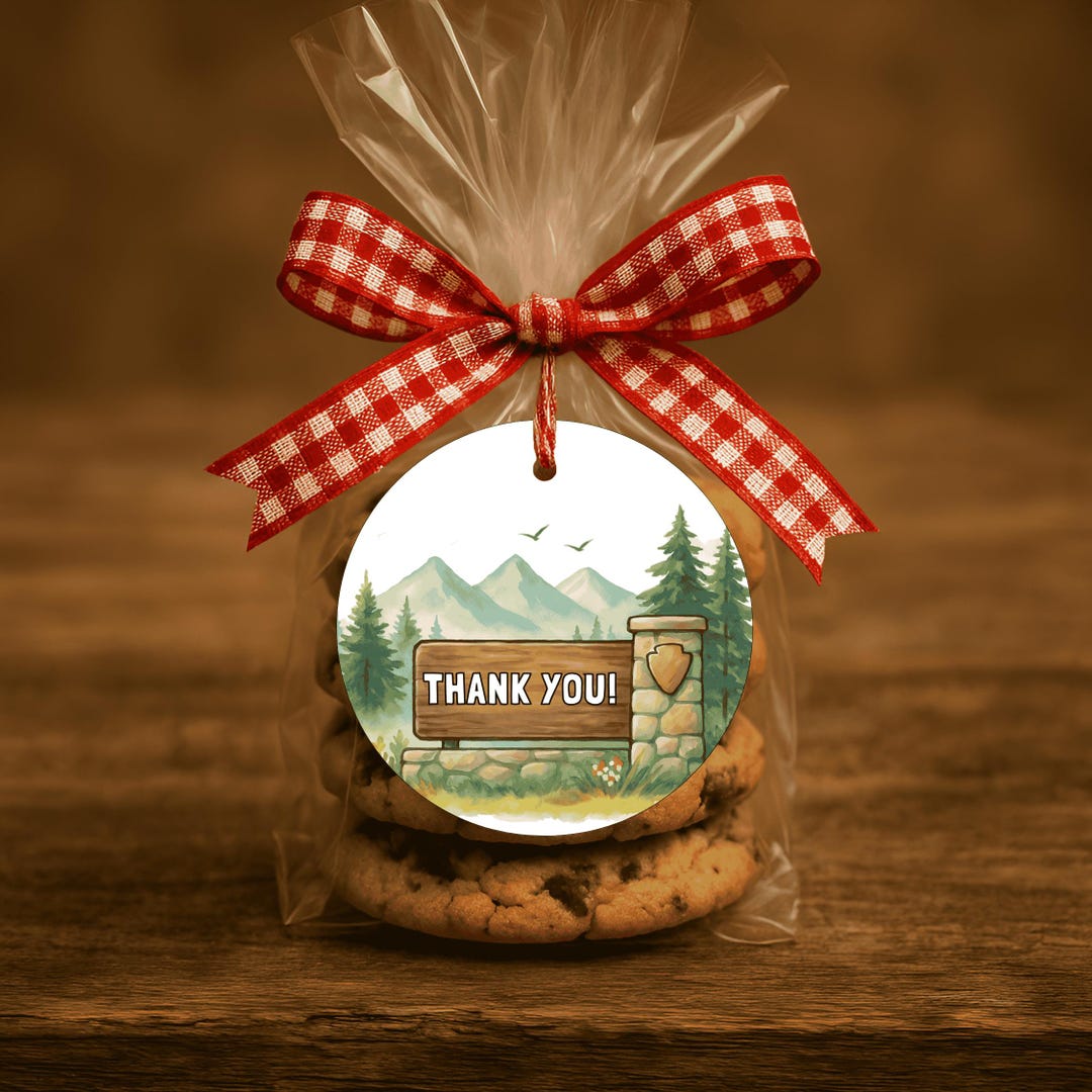 National Park Gift Tags: Rustic Mountain Thank You (PDF Downloadable ...