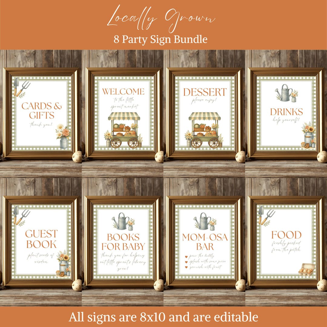 Locally Grown, Rustic Farm Stand, Garden Sign Bundle (editable Template ...