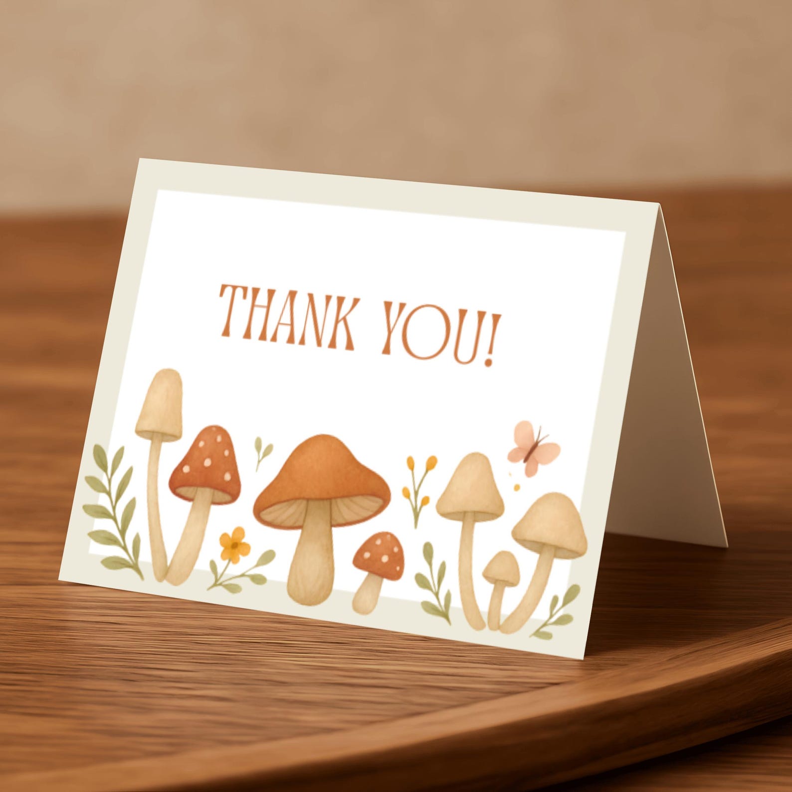 Printable Woodland Mushroom Thank You Card | Digital Download - Etsy