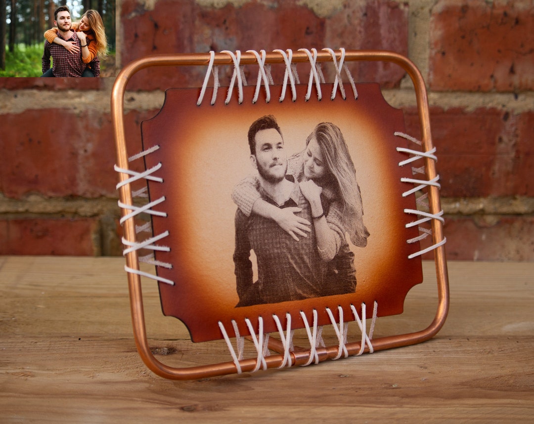 Photo in Leather Photo Engraving Photo Frame Unique Gift - Etsy