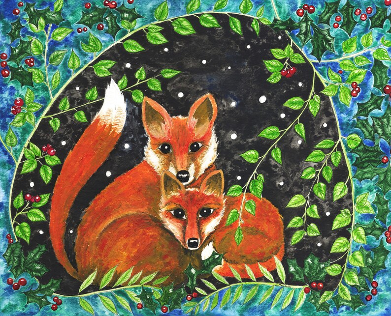 Fox Print, A3 Giclee Fine Art Print 'foxy Den', Fox Cubs, Nursery Decor ...