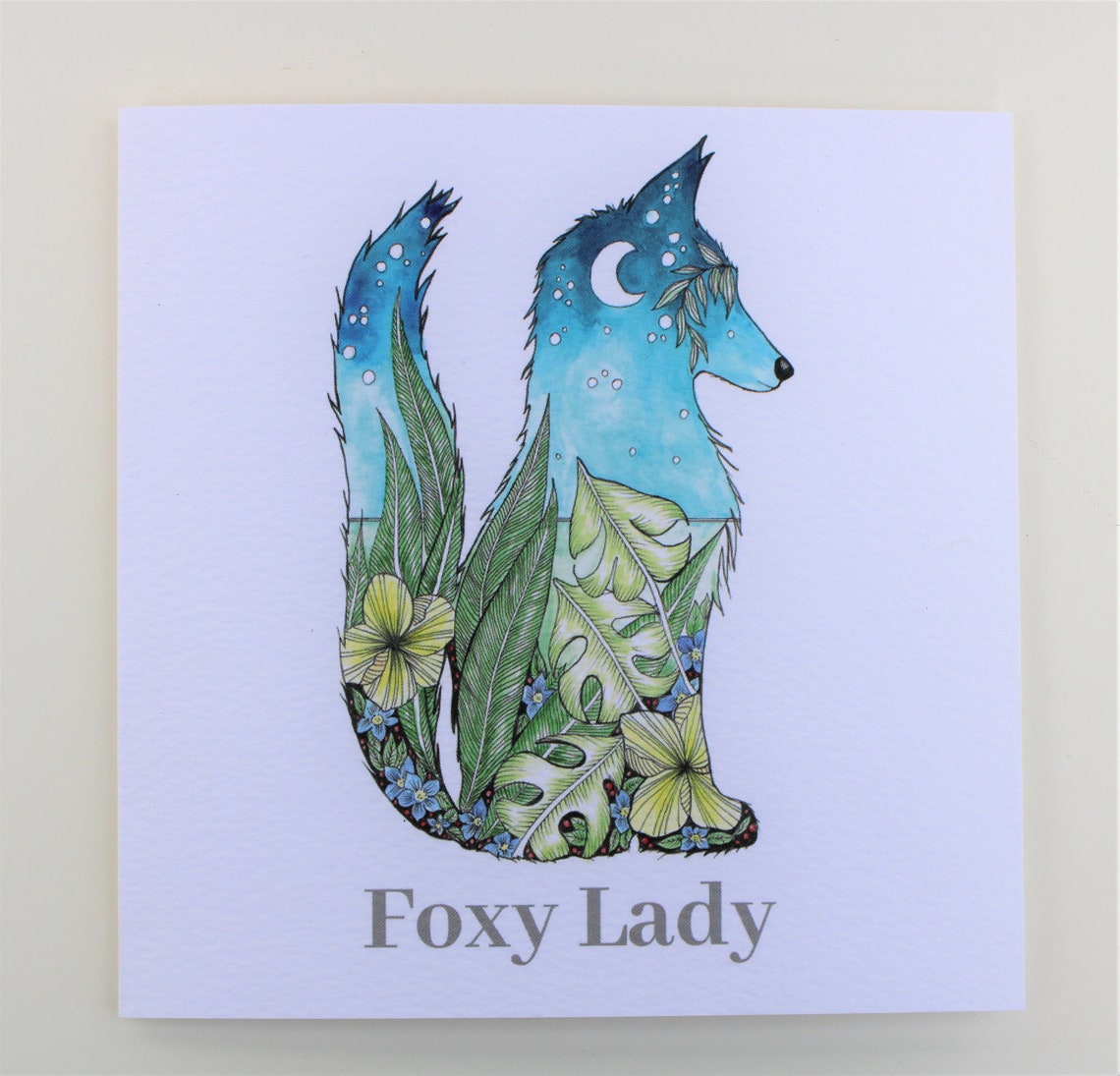 Fox Card, Greeting Card - 'foxy Lady' Design. Fox Card, Blue Fox ...