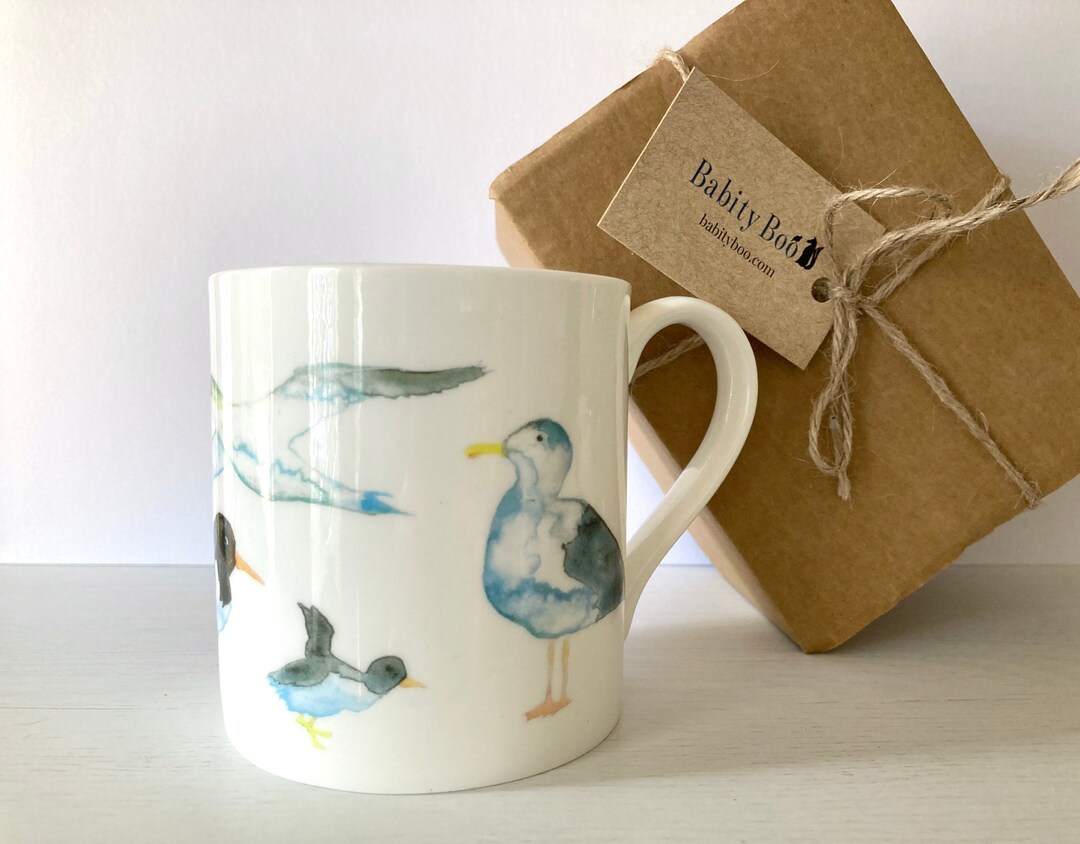 Large Seabird Mug, 'hebridean Seabird’ Design, Large Bone China Mug ...