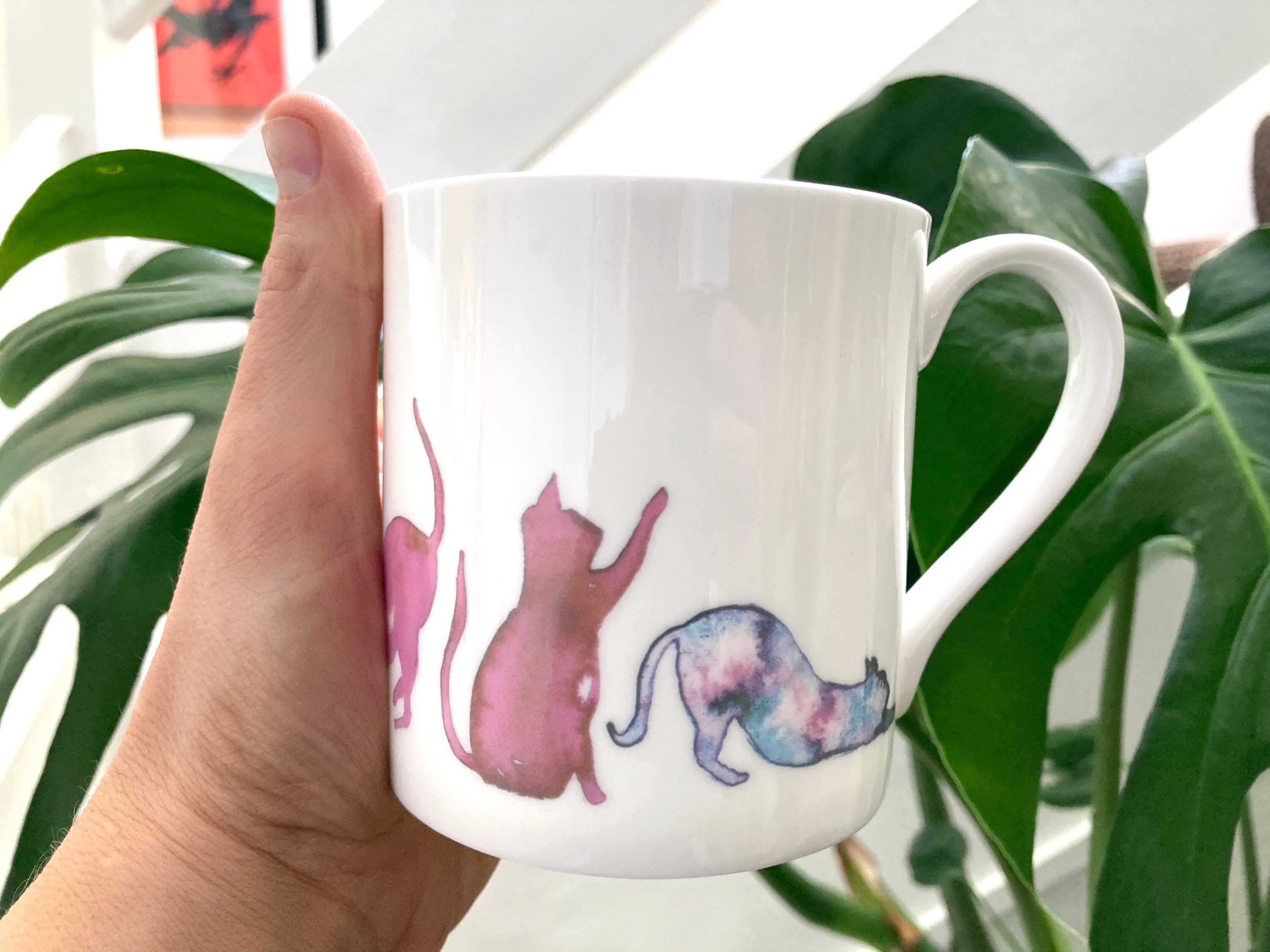 Large Cat Mug pink Cats Design Large Bone China Mug - Etsy UK
