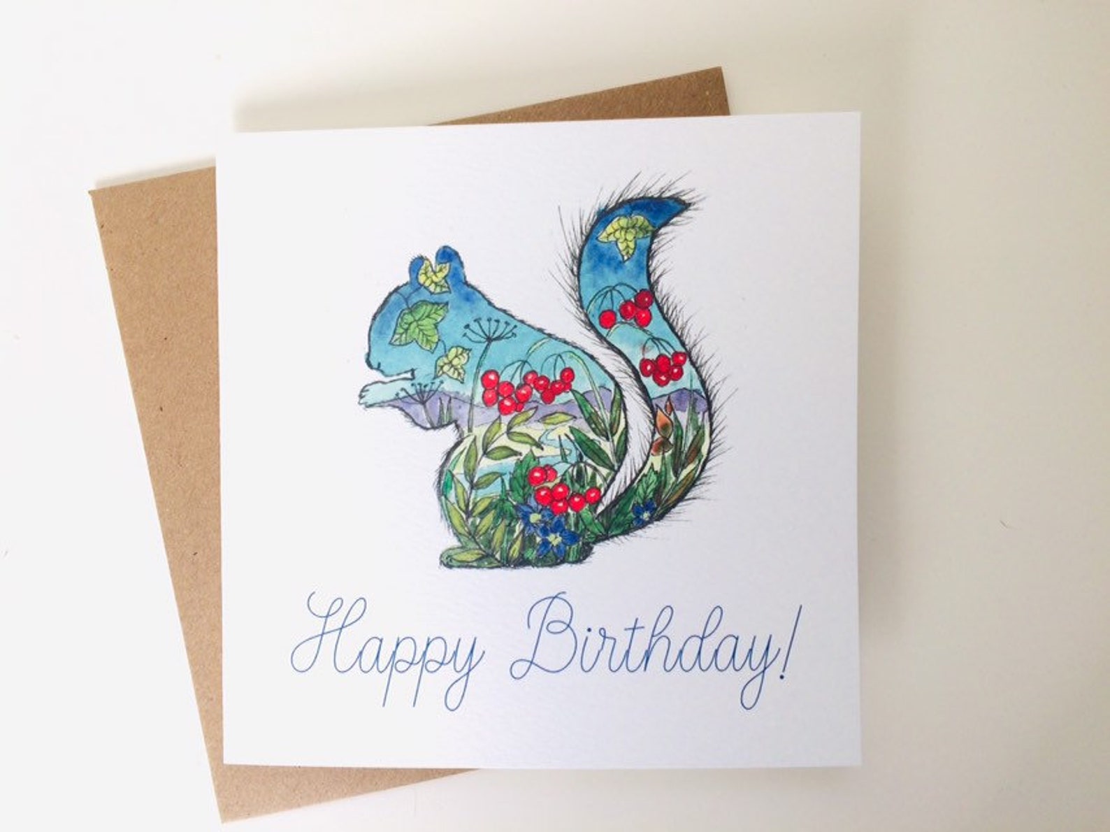 Squirrel Happy Birthday Greeting Card. Squirrel Card High - Etsy