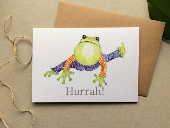 Congratulations Greeting Card 'hurrah Frog | Etsy