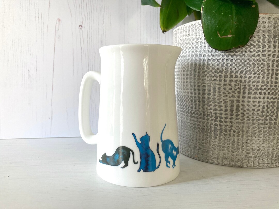 Half Pint Farmhouse Jug Blue Cats Design - Etsy