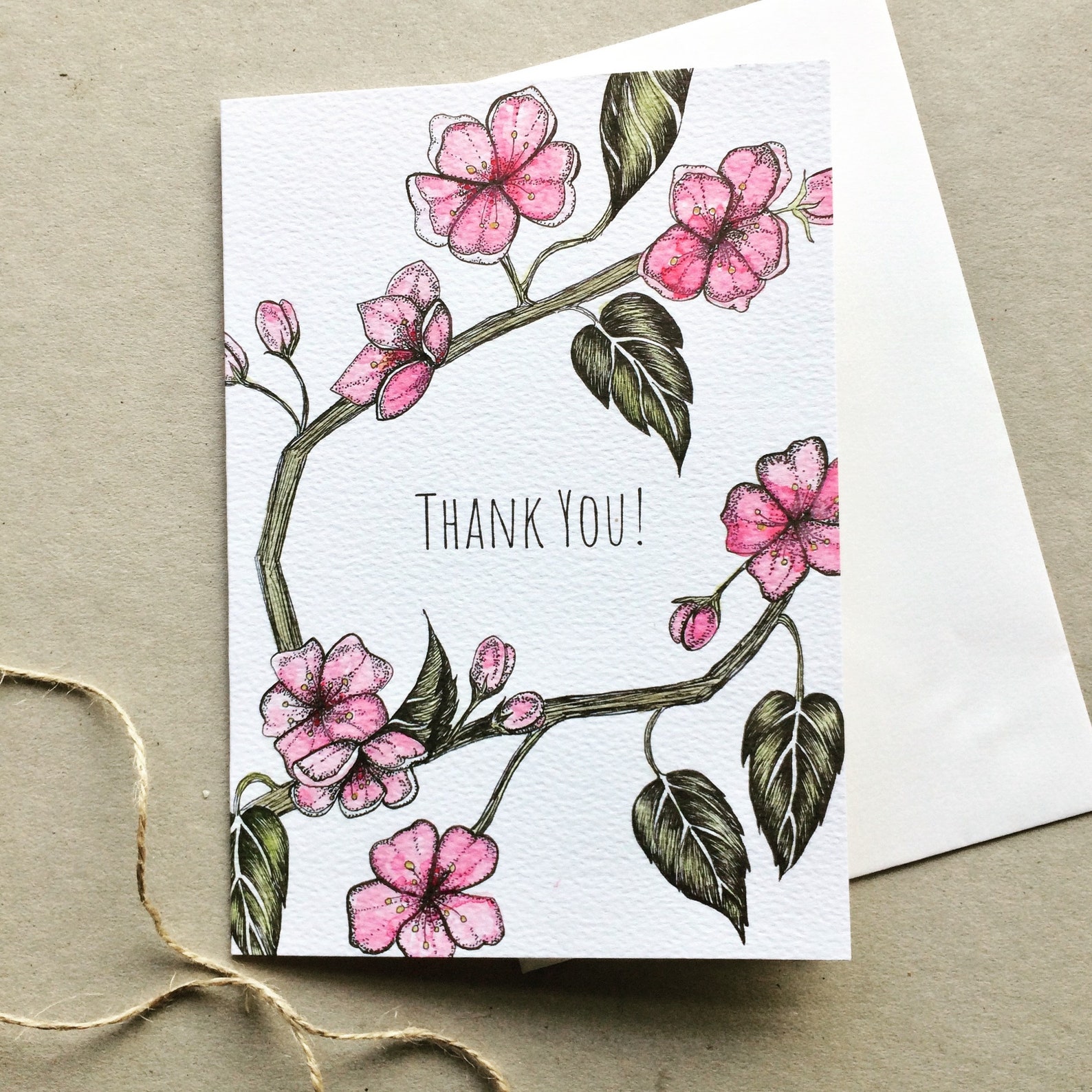 Thank You Large Greeting Card - Japanese Cherry Blossom Card - High ...